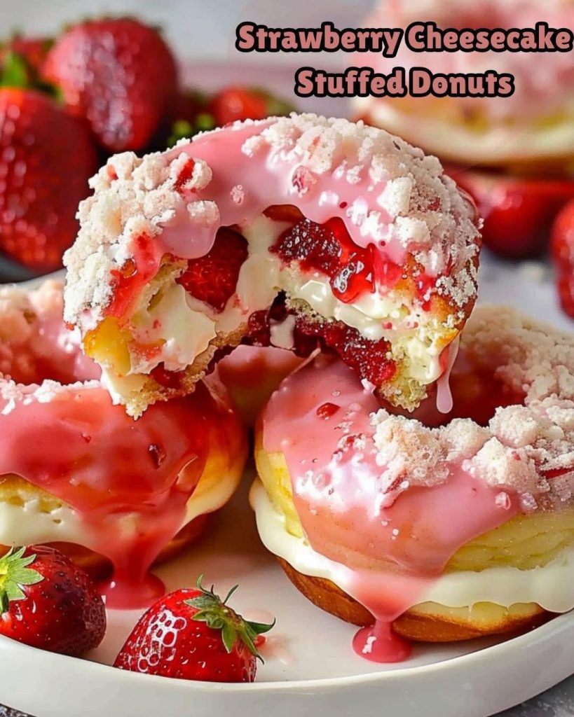 Strawberry Cheesecake Stuffed Donuts Recipe – Cook For You
