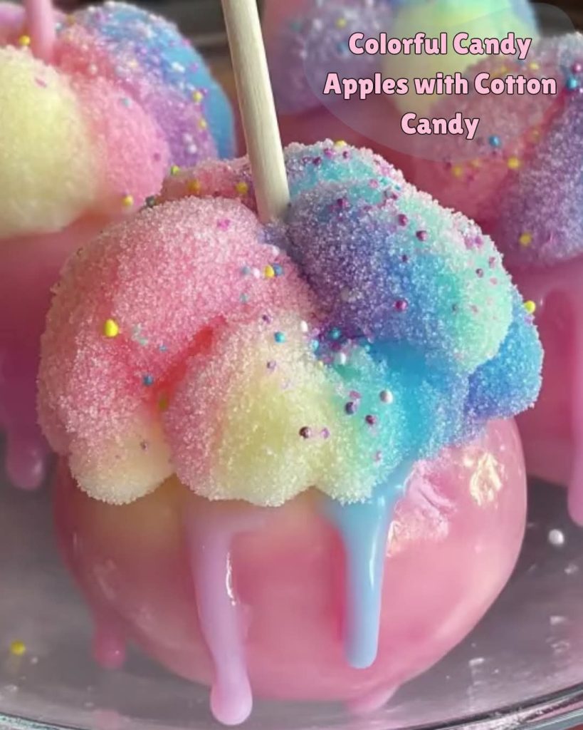 Colorful Candy Apples with Cotton Candy – A Carnival Fantasy – Cook For You