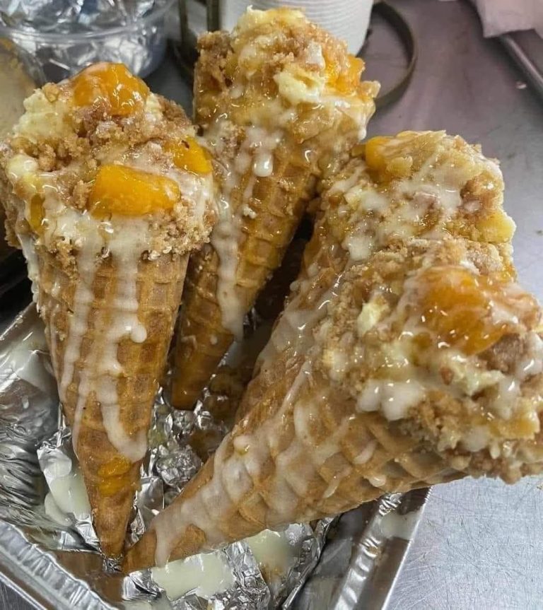 Peach Cobbler Cheesecake Cones. – Cook For You