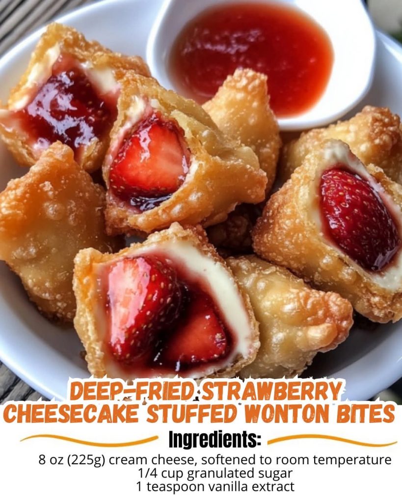 Deep-Fried Strawberry Cheesecake Stuffed Wonton Bites – Cook For You